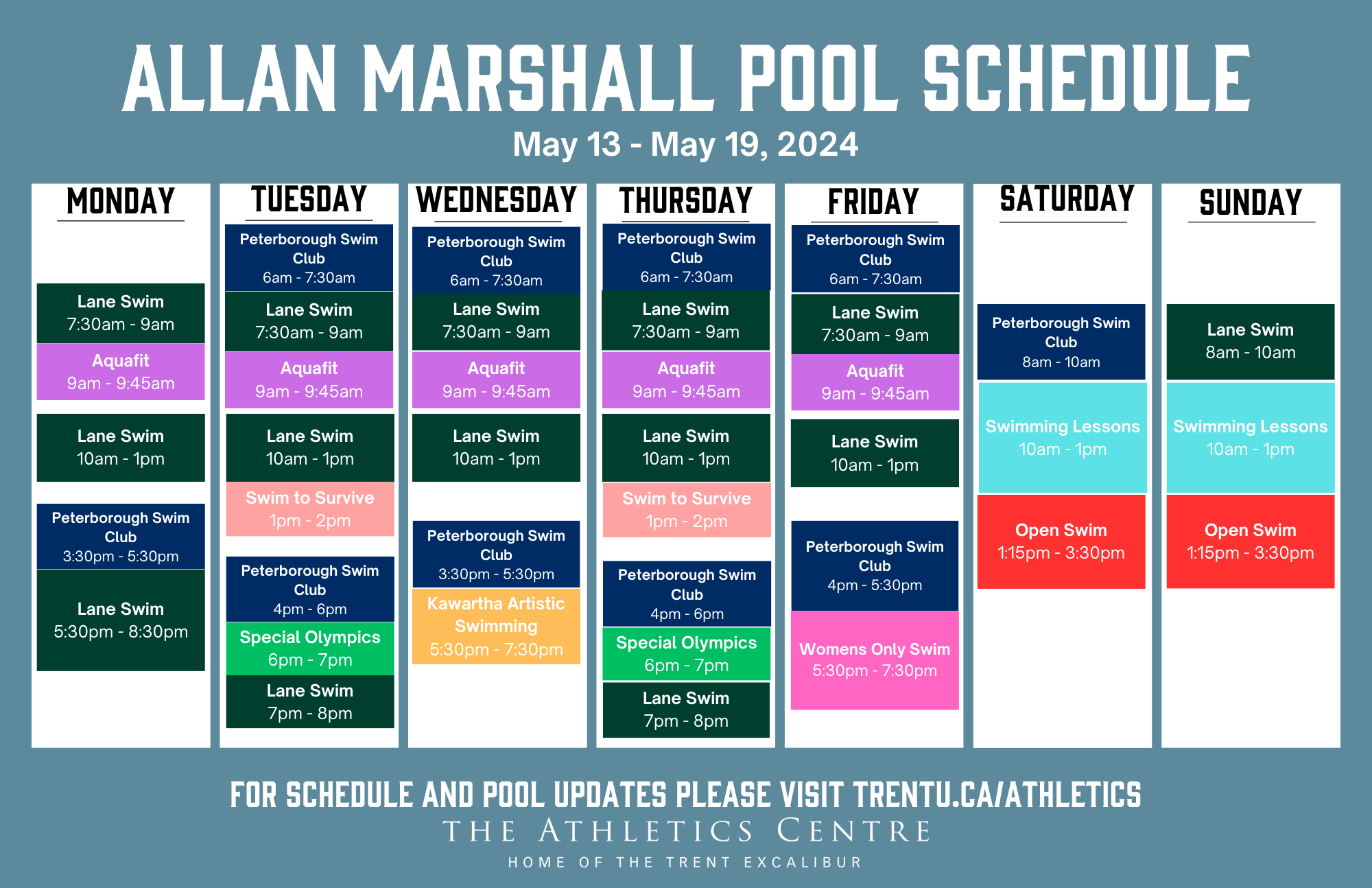 Allan Marshall Pool Schedule - Athletics - Trent University