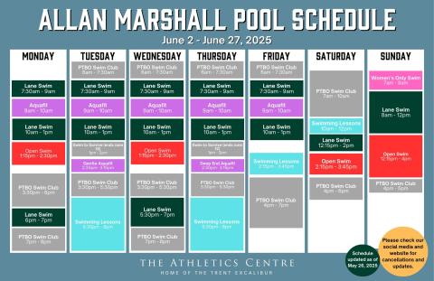 Allan Marshall Pool Schedule - Athletics - Trent University
