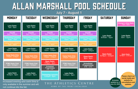 Allan Marshall Pool Schedule - Athletics - Trent University