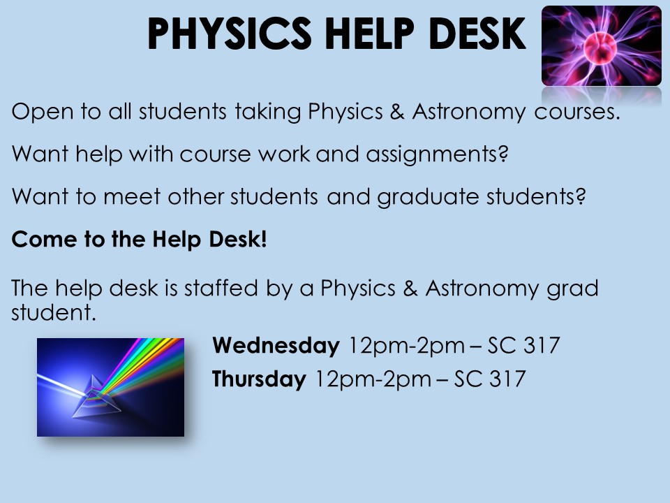 Physics Help Desk - Physics & Astronomy - Trent University